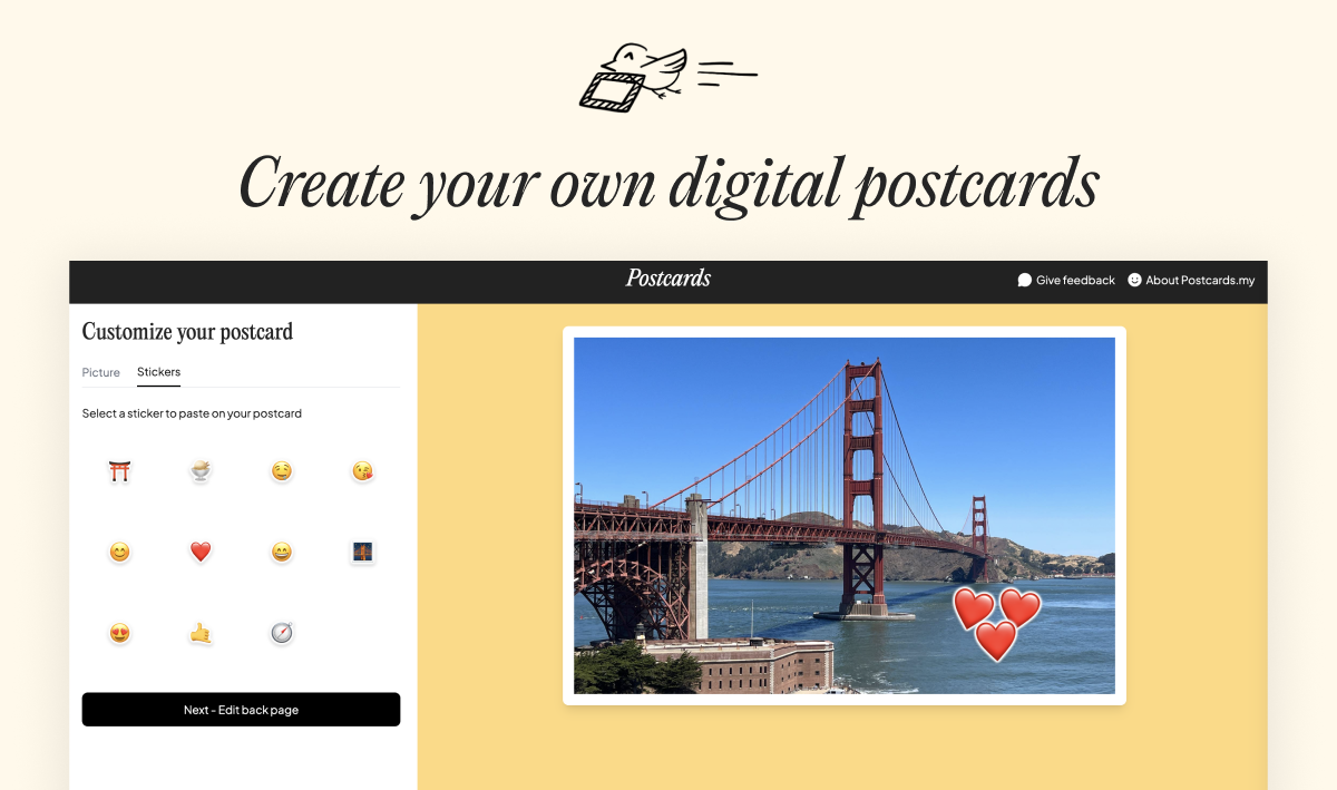 Postcard - Create and send digital postcards to your loved ones